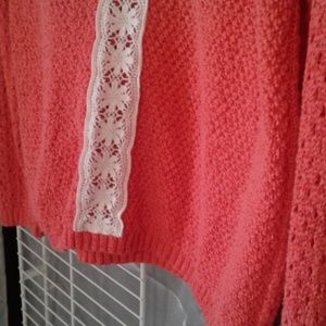 Architect | Tops | Architect Orange And White Lace Sweater | Poshmark